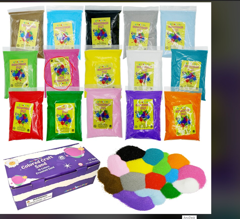 4E’s Novelty Colored Craft Sand – 15 Bright Colors, 12 lbs Bulk Non ...