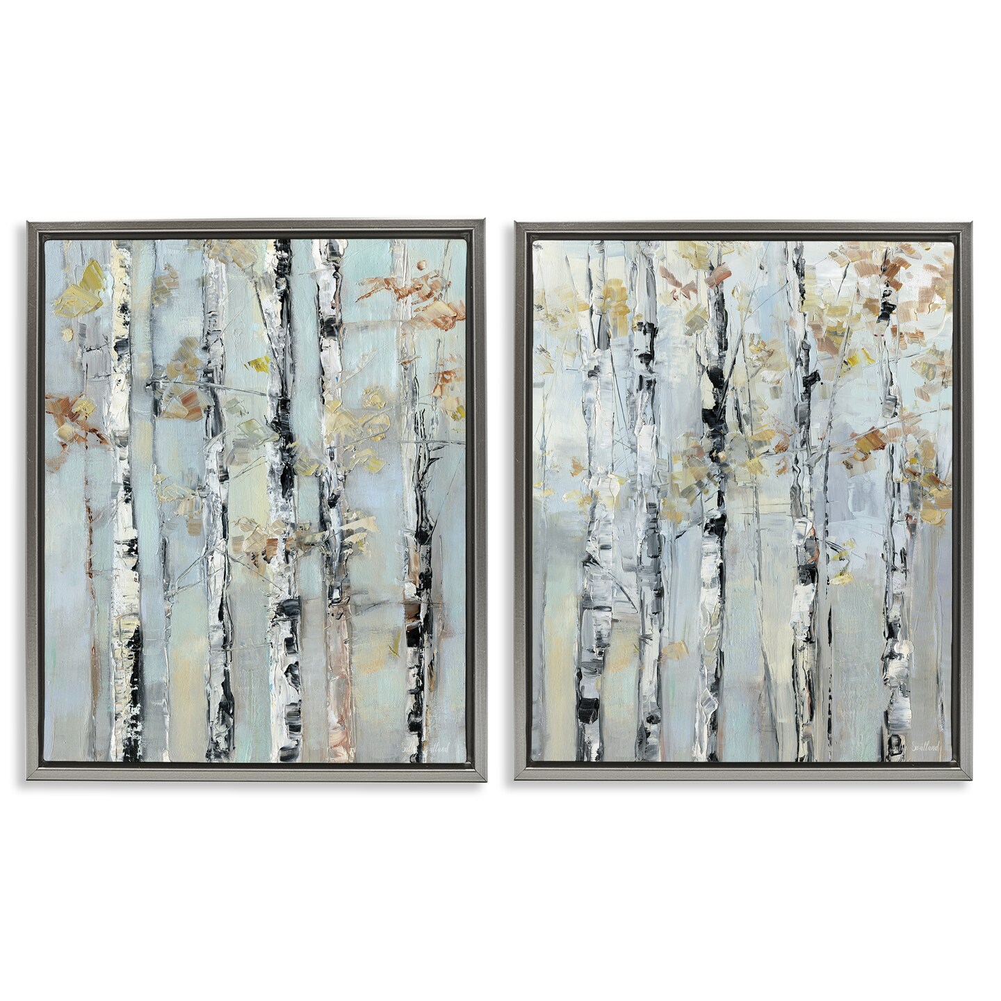 Stupell Industries Autumnal Birch Trees 2pc Floating Frame Set By Sally ...