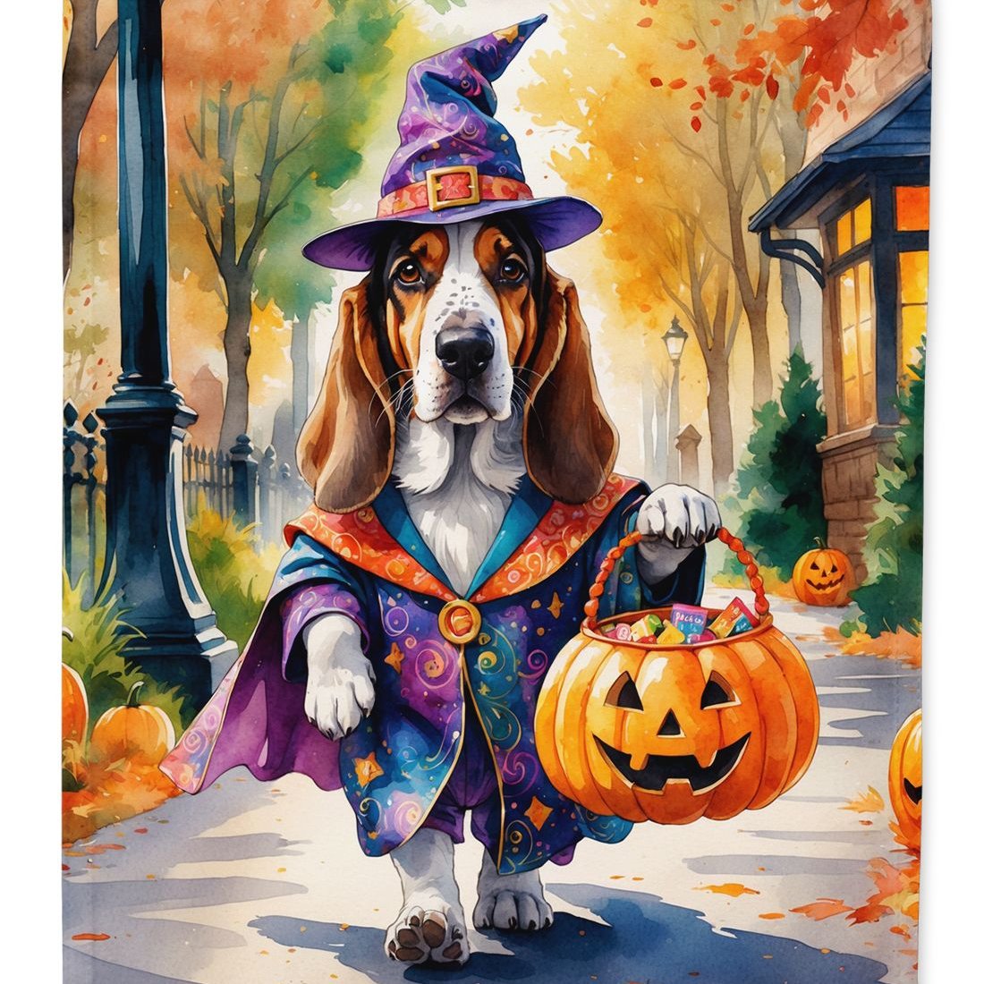 Edge Collections - 11.25" X 15.5" - Multicolor - Basset Hound Halloween ...