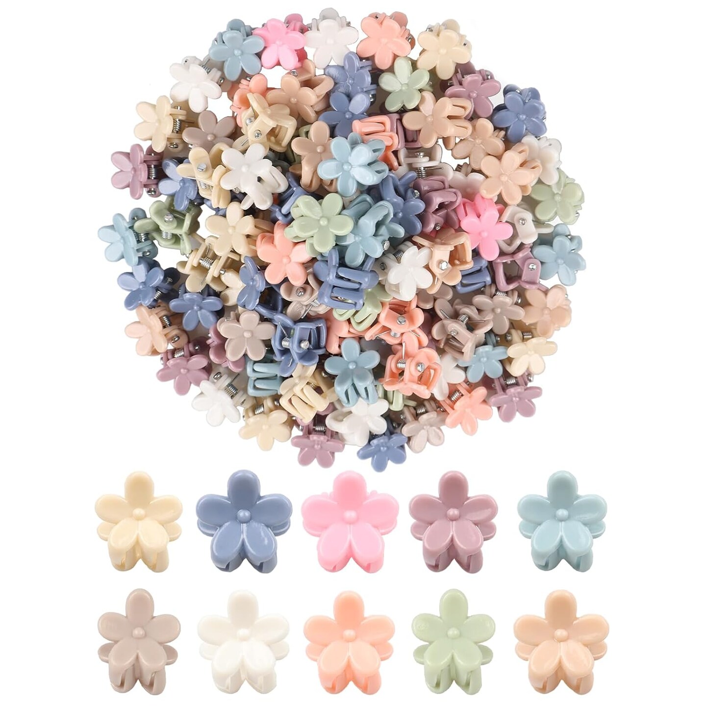 100 Pcs Mini Colorful Small Flower Claw Hair Clips Hair Accessories ...