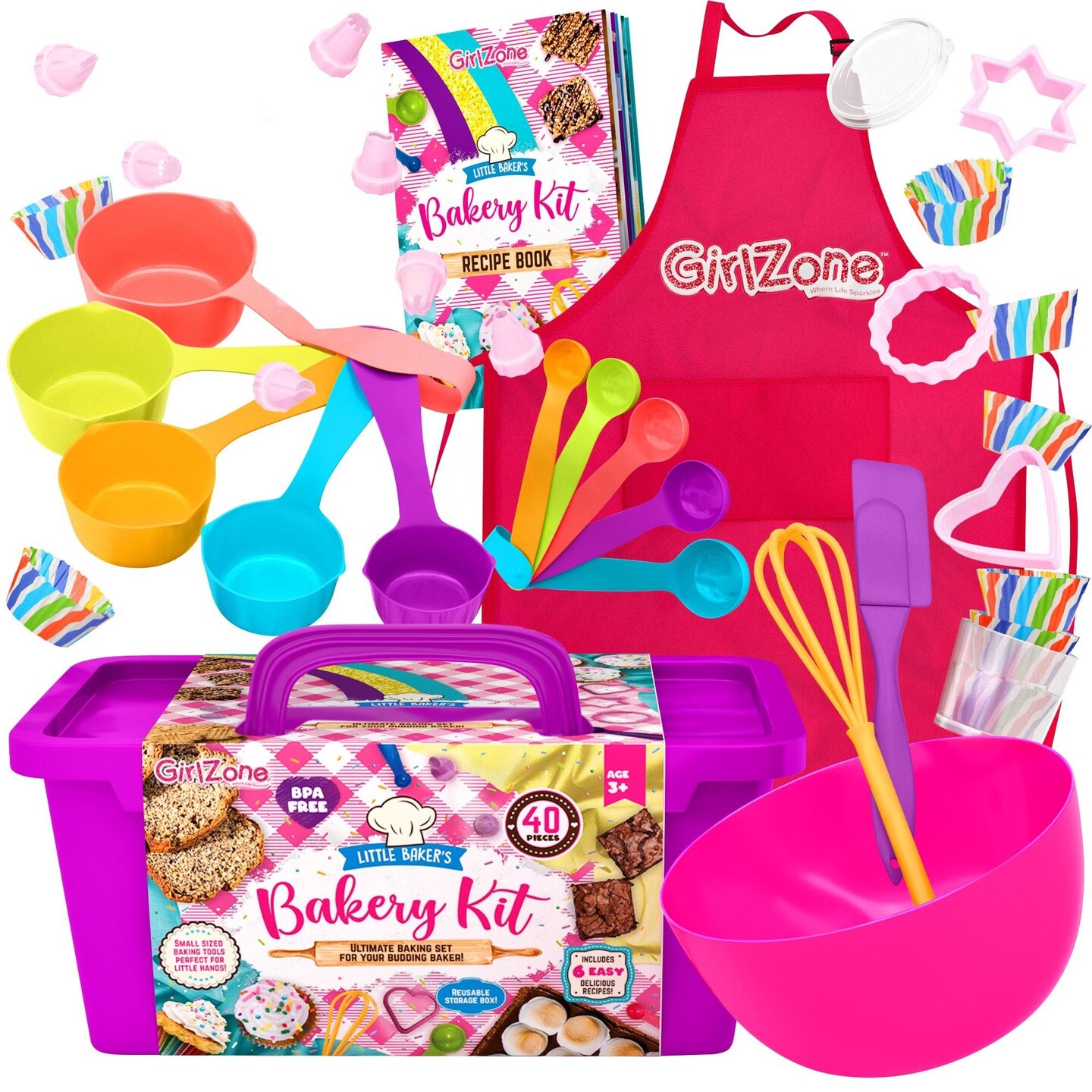GirlZone Little Baker's Bakery Kit, 40pc Kids Baking Set with Baking ...