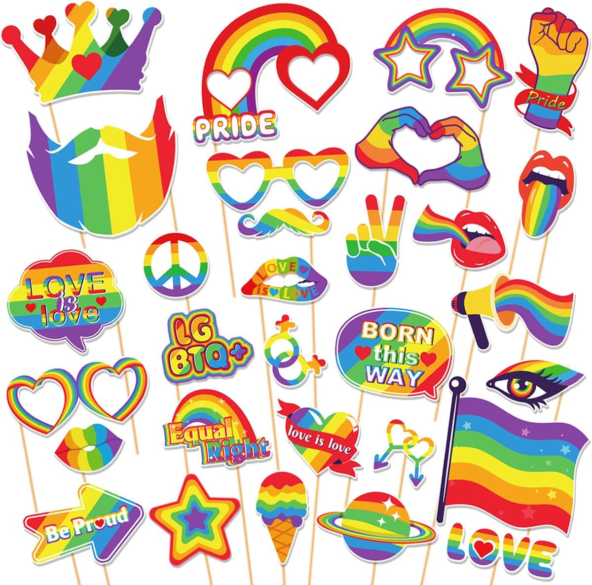 30 Pcs Pride Month Rainbow Photo Booth Props Party Decoration | Michaels