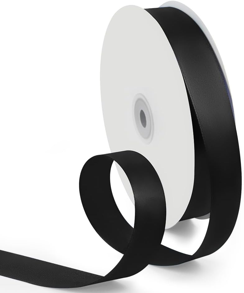 1 Inch 100 Yards Satin Ribbon Black, Solid Color Fabric Ribbon | Michaels