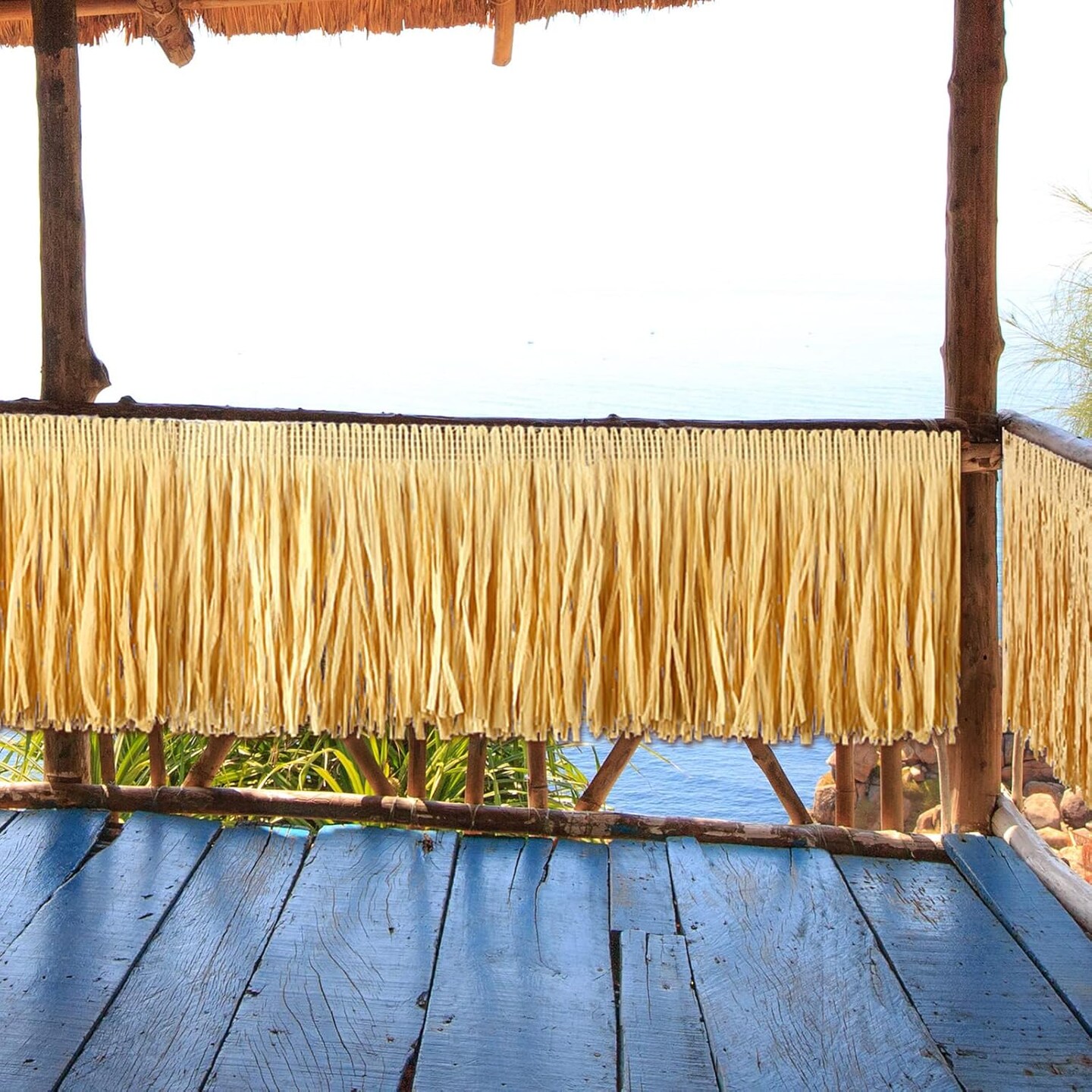 Hawaiian Luau Grass Table Skirt Fringe Tiki Bar Decorations (157 x 12 ...