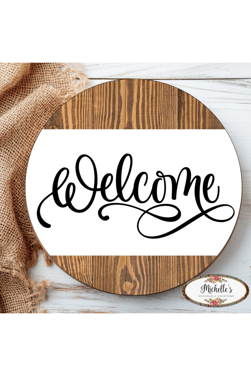Welcome Faux Wood Round Sign | Michaels