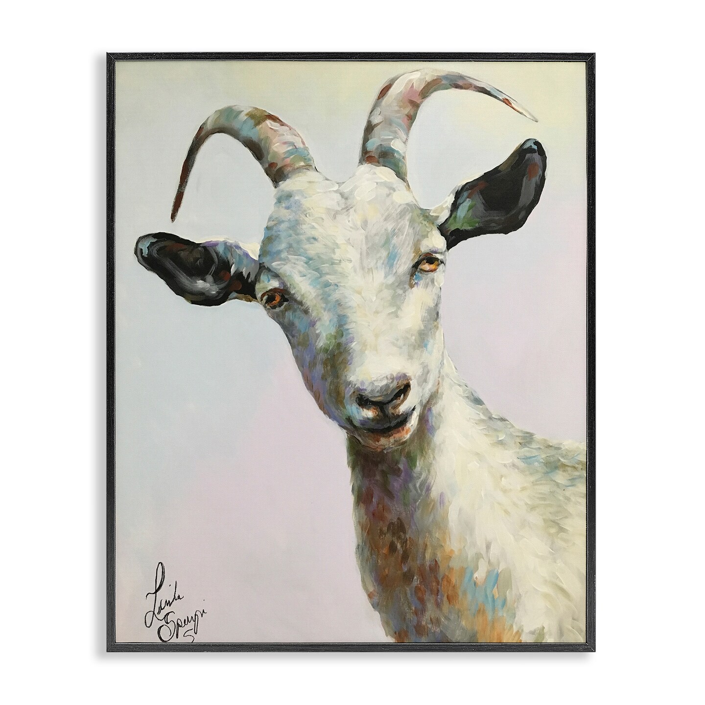 Stupell Industries Joe Modern Goat Portrait Framed Giclee By Linda ...