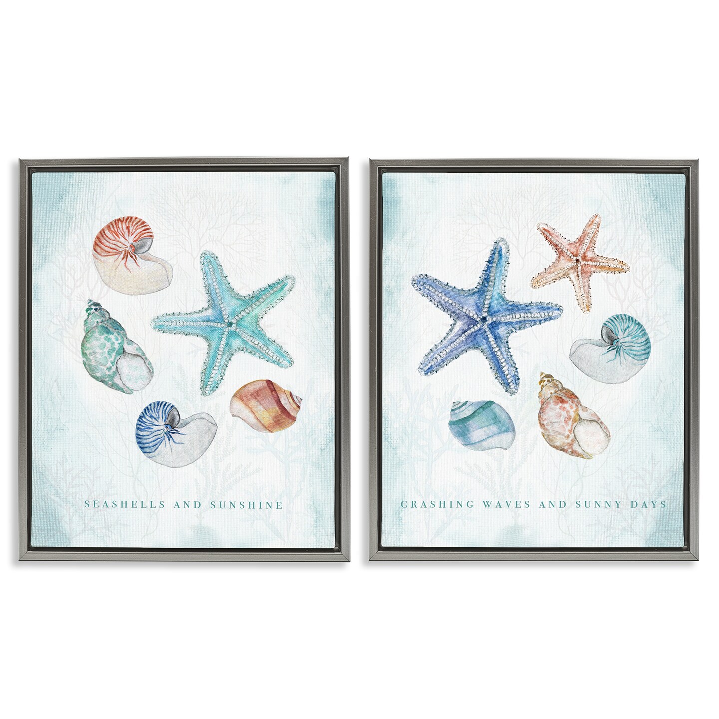 Stupell Industries Beach Themed Sayings 2pc Floating Frame Set By Janet ...