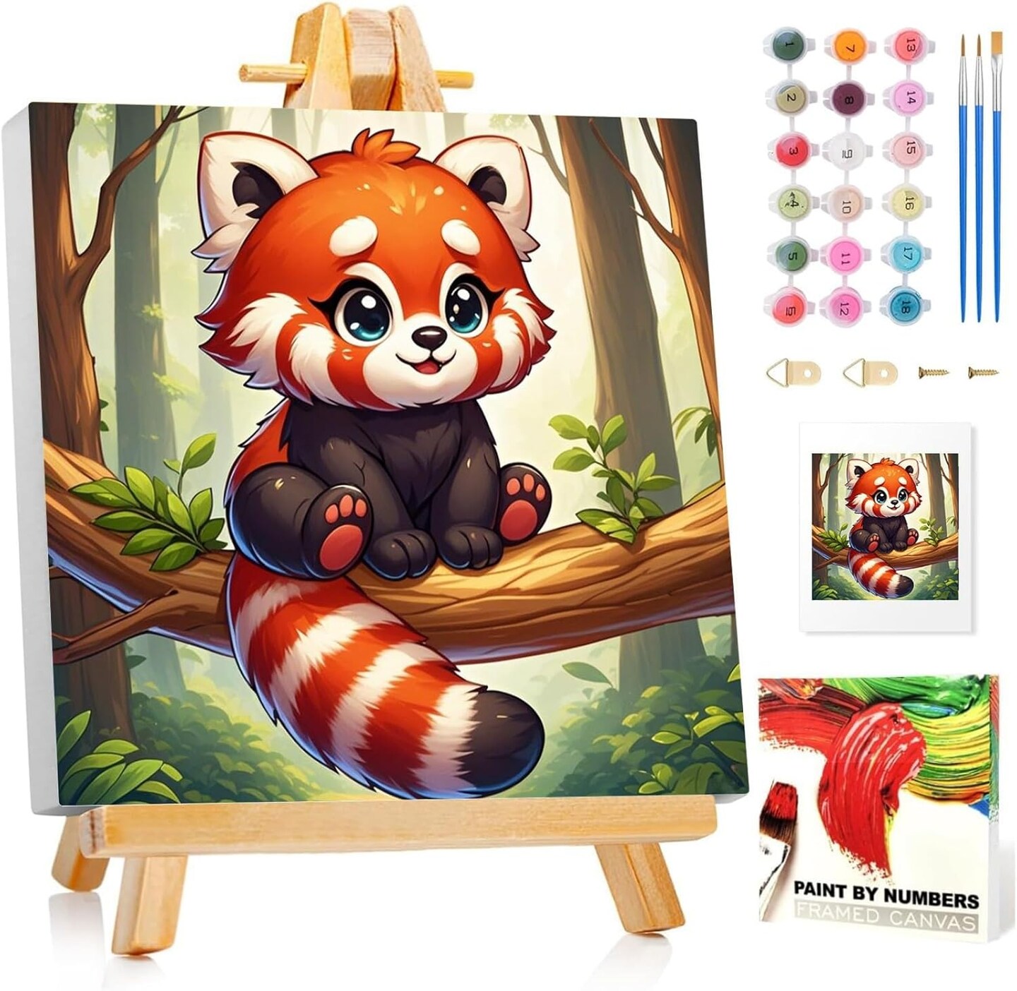 8X8 Inch - Raccoon Paint by Number with Frame | Michaels