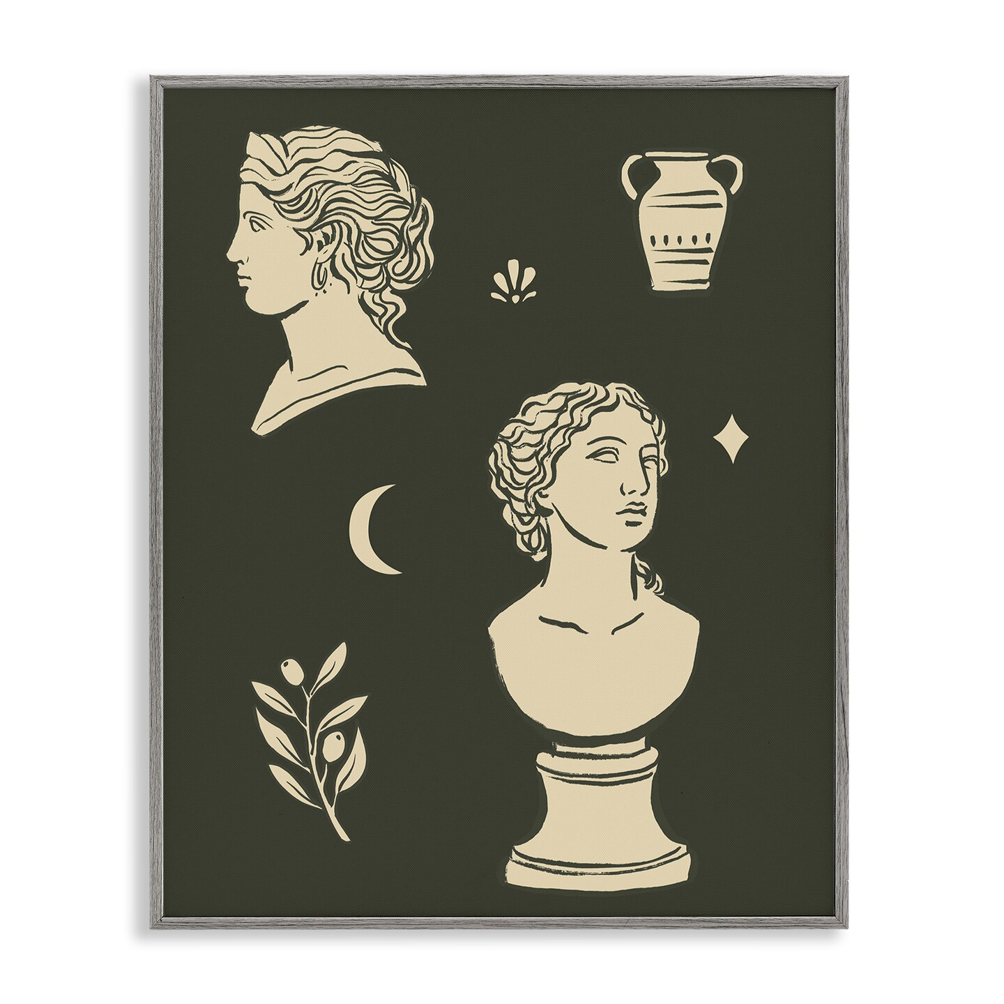 Stupell Industries Minimal Modern Bust Statues Framed Giclee By ...