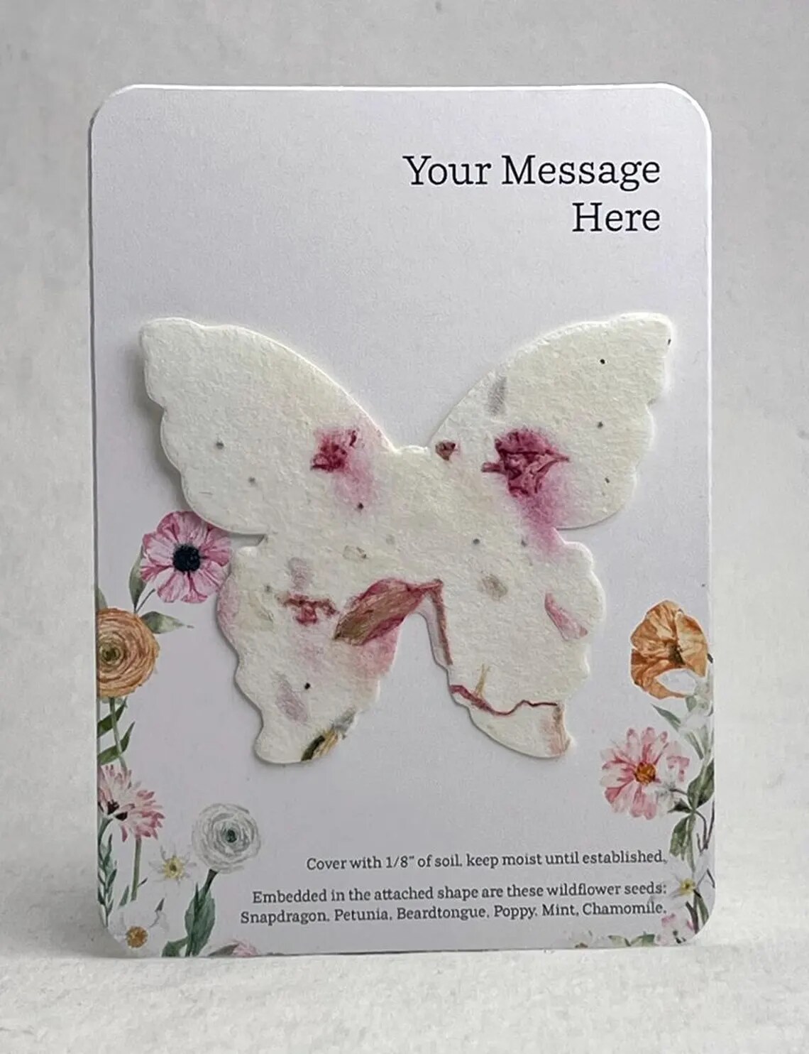 Custom Recycled Cards with Wildflower Seed Paper Butterfly - Your Custom Message - Choose Design ...