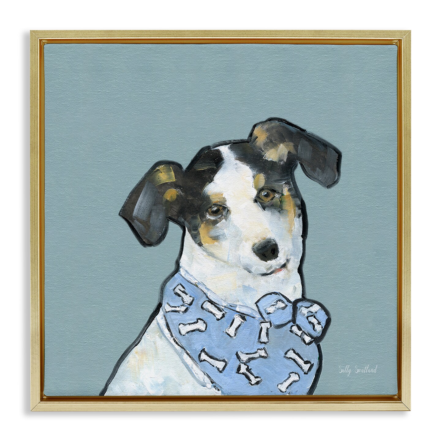 Stupell Industries Dog with Bone Bandana Floating Frame By Sally ...