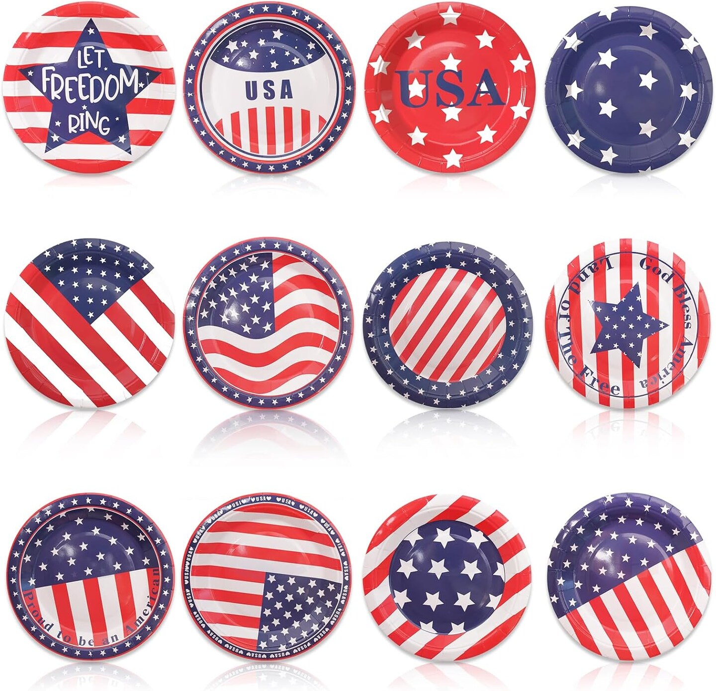 120 PCS 4th of July paper plates American Flag Patriotic 7 inch Plates ...