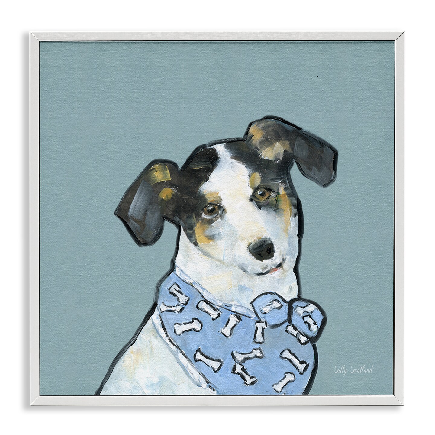Stupell Industries Dog with Bone Bandana Framed Giclee By Sally ...