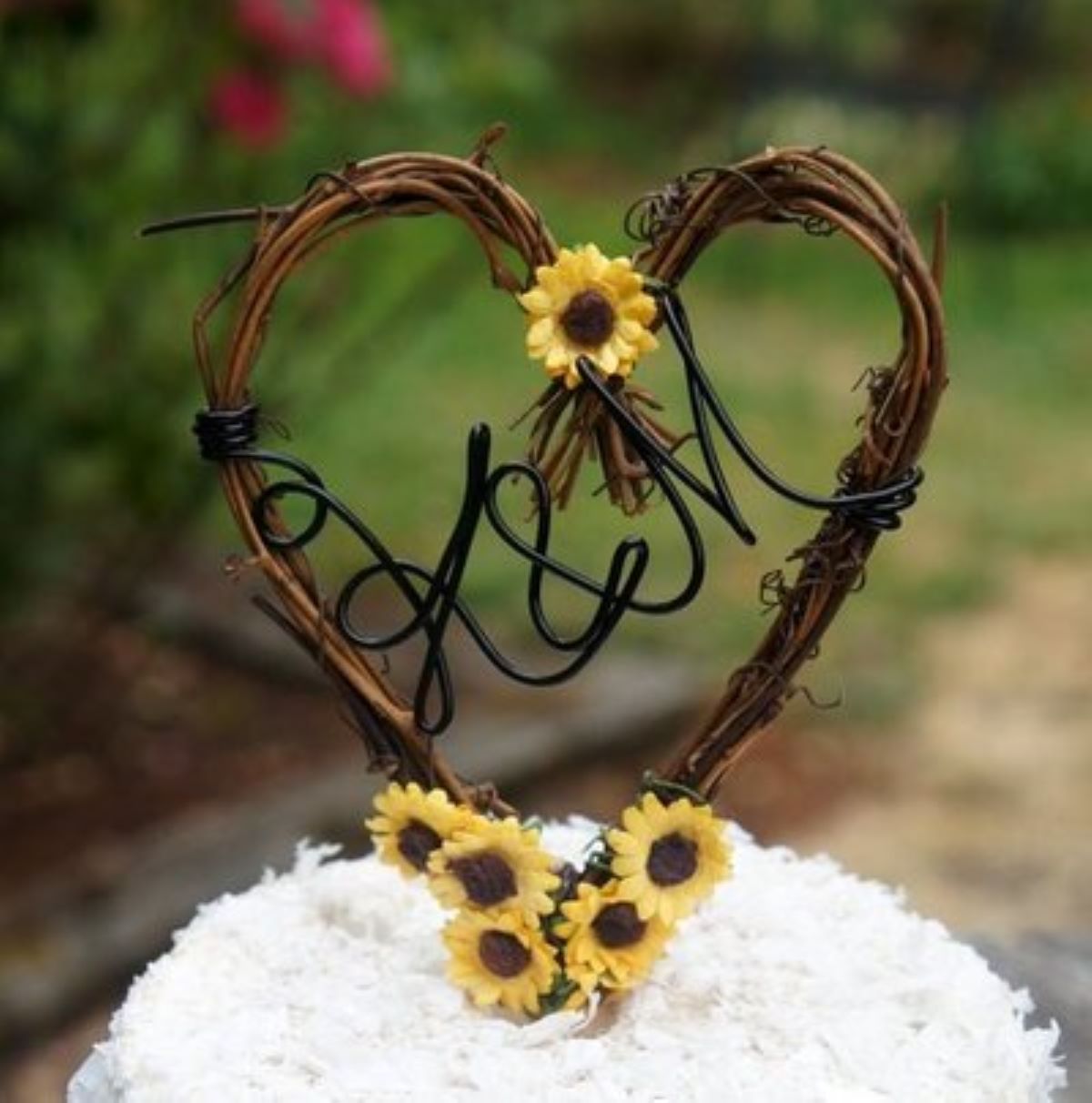Sunflower Theme Wedding Cake Topper in Personalized Initials ...