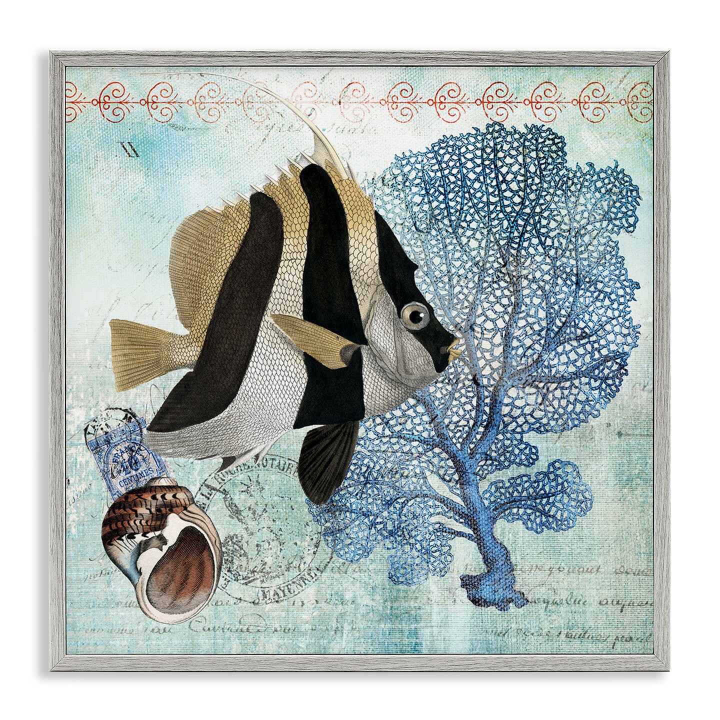 Stupell Industries Vintage Tropical Fish Collage Framed Giclee By Susan ...