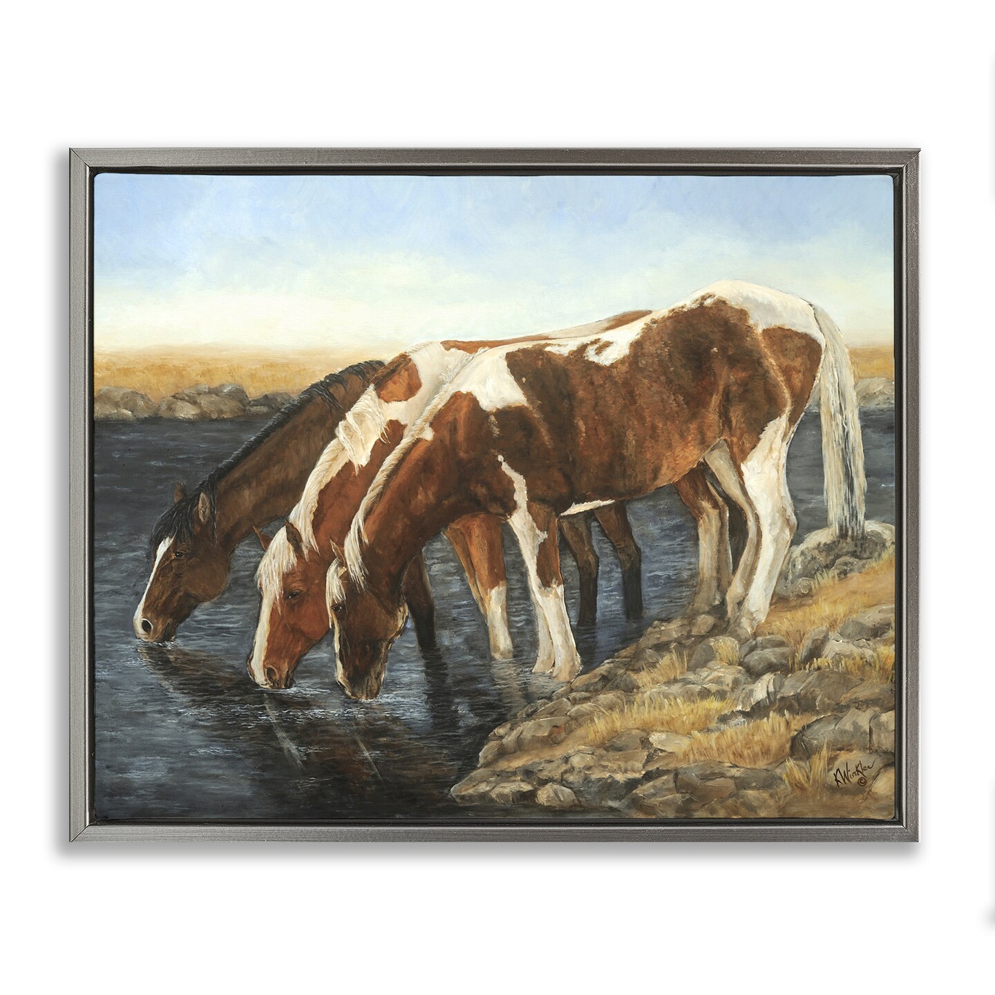 Stupell Industries Horse Trio Drinking Water Floating Frame By Kathy Winkler | Michaels