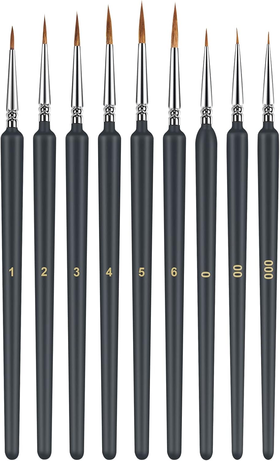 Detail Paint Brushes Set - 9pcs Miniature Brushes Premium Horse Bristle ...