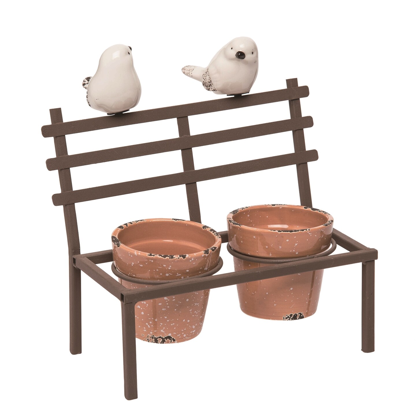 Transpac Metal 8.27 in. Multicolor Spring Bird Bench Planter Set of 3 ...