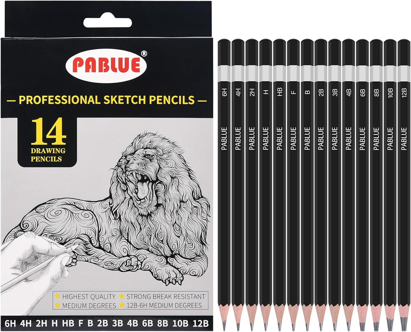 Professional Triangular Drawing Sketching Pencil Set,6H,4H,2H,H,HB,F,B,2B,3B,4B,6B,8B,10B,12B ...