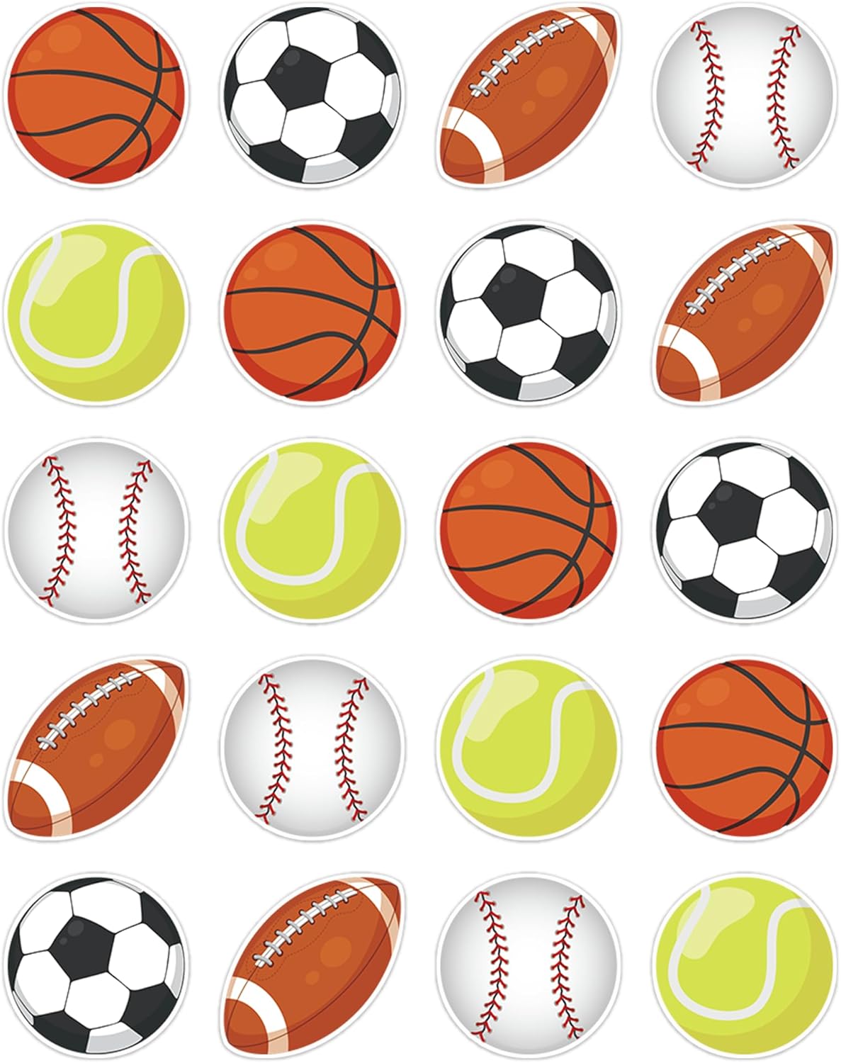 Sport Balls Stickers for Kids, Football Baseball Basketball Soccer ...