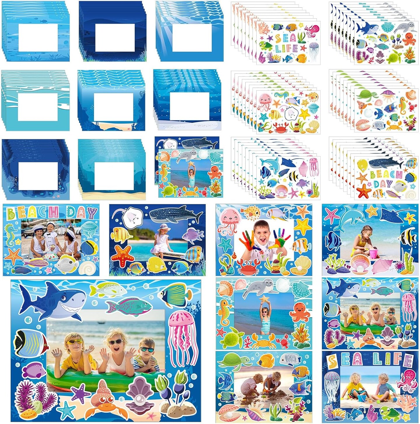 96 Pcs Summer Picture Frame Craft Kit DIY Photo Frame Craft with ...