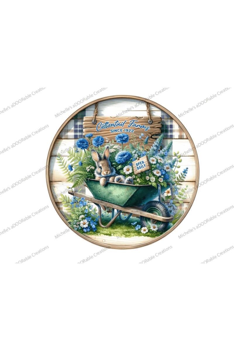 Cottontail Farms Blue Floral Bunny Metal Sign | Michaels