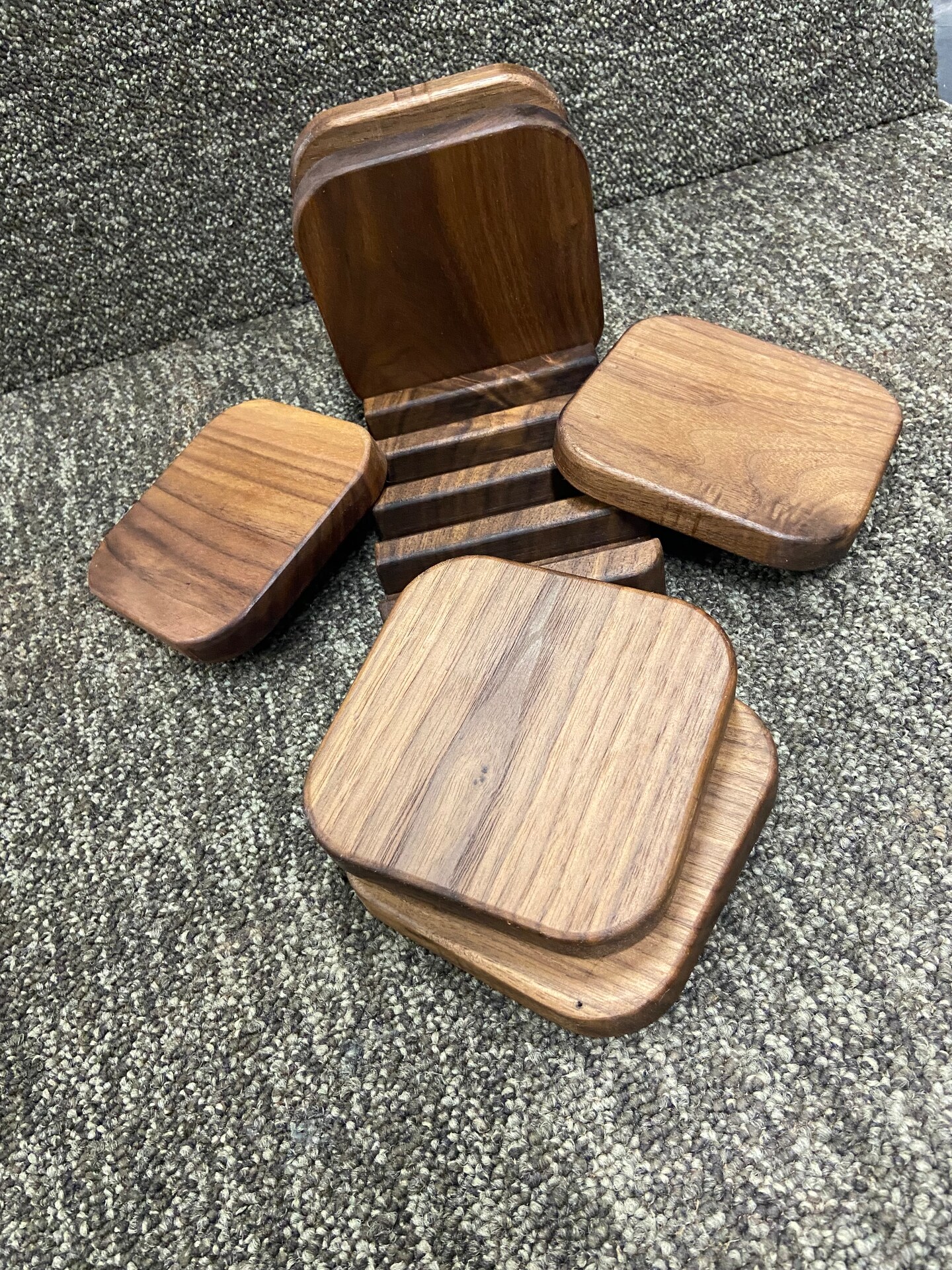 Exquisite black walnut coasters are a stylish addition to any coffee ...