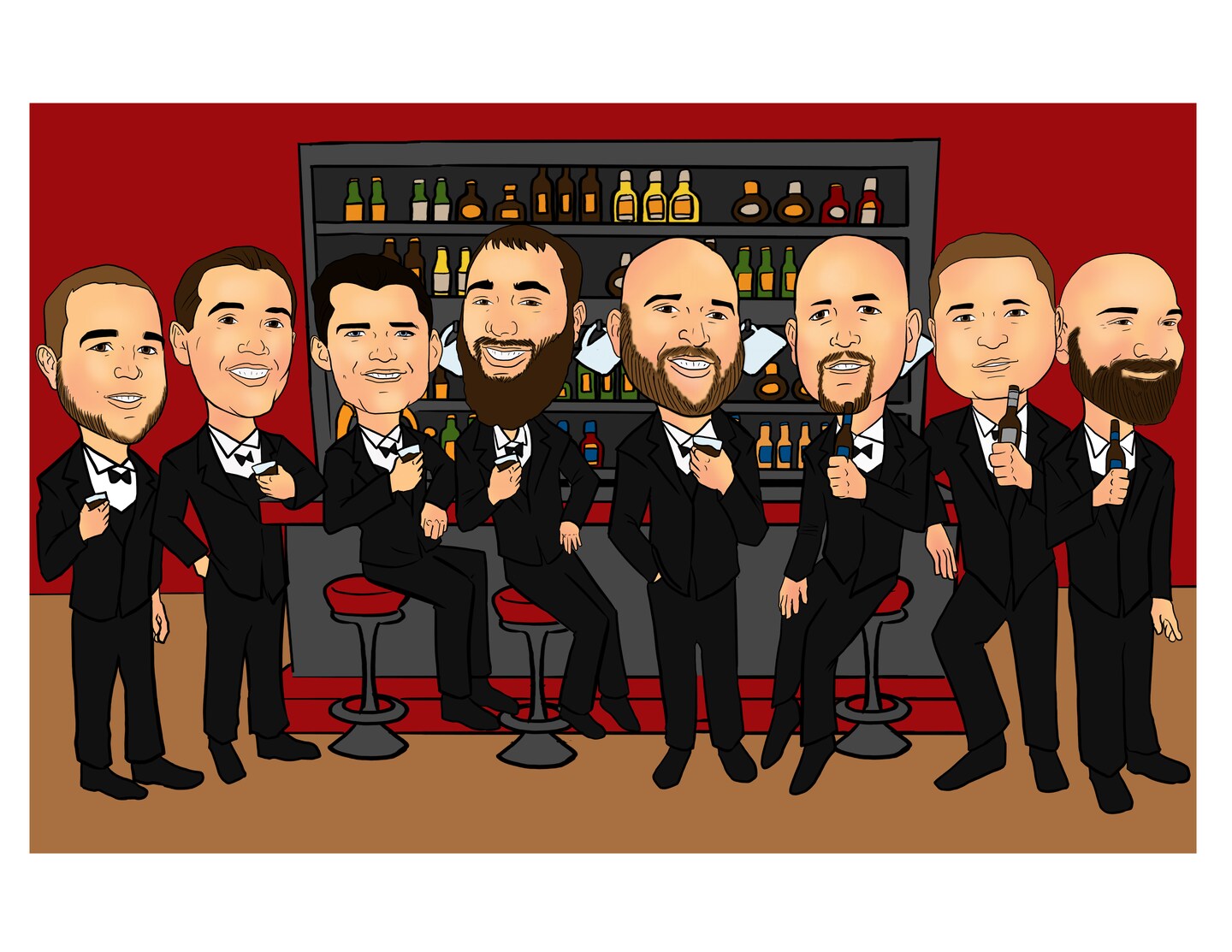 Unique groomsmen Gift idea Custom Caricatures drawn from photos ...