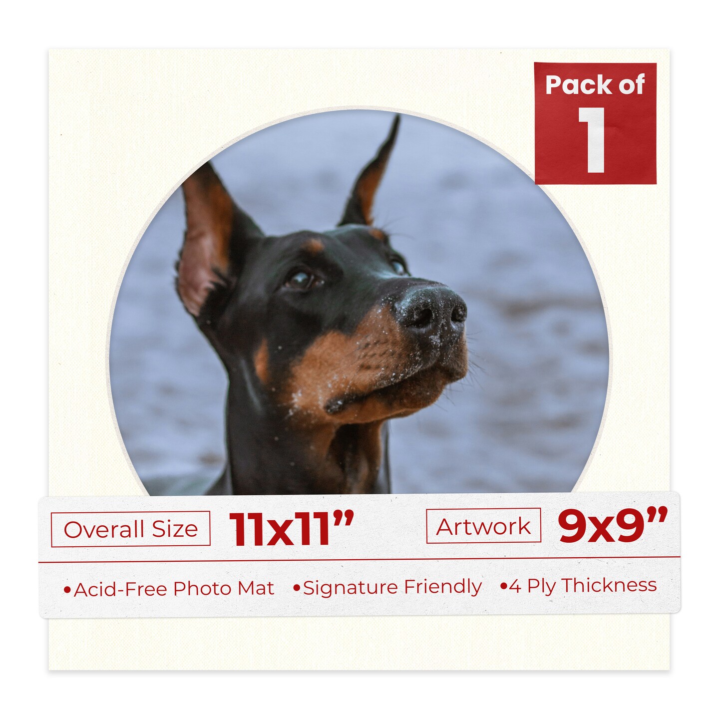 Beige Canvas Mat Board for 11x11 Frames - Circle Opening for 9x9 Photos ...