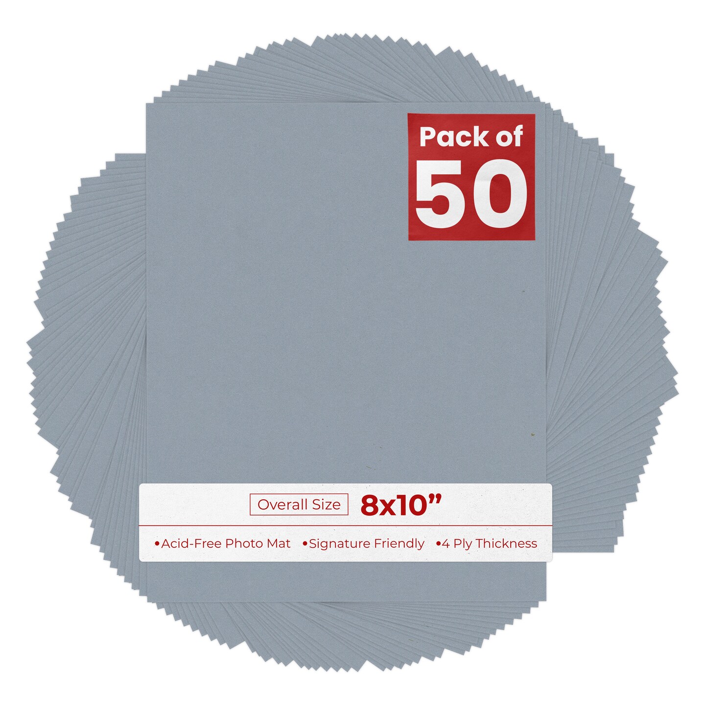 Mid Grey 8x10 Uncut Mat Board - Blank Sheets, No Opening, Color: Grey ...