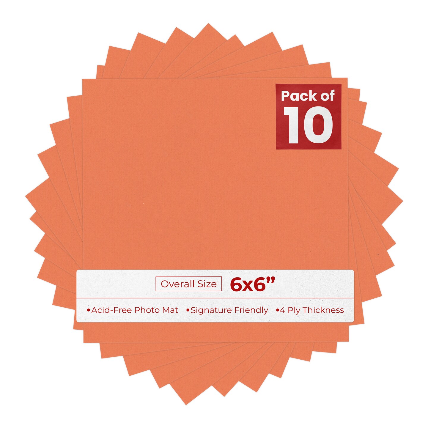 Carnelian Orange 6x6 Uncut Mat Board - Blank Sheets, No Opening, Color ...