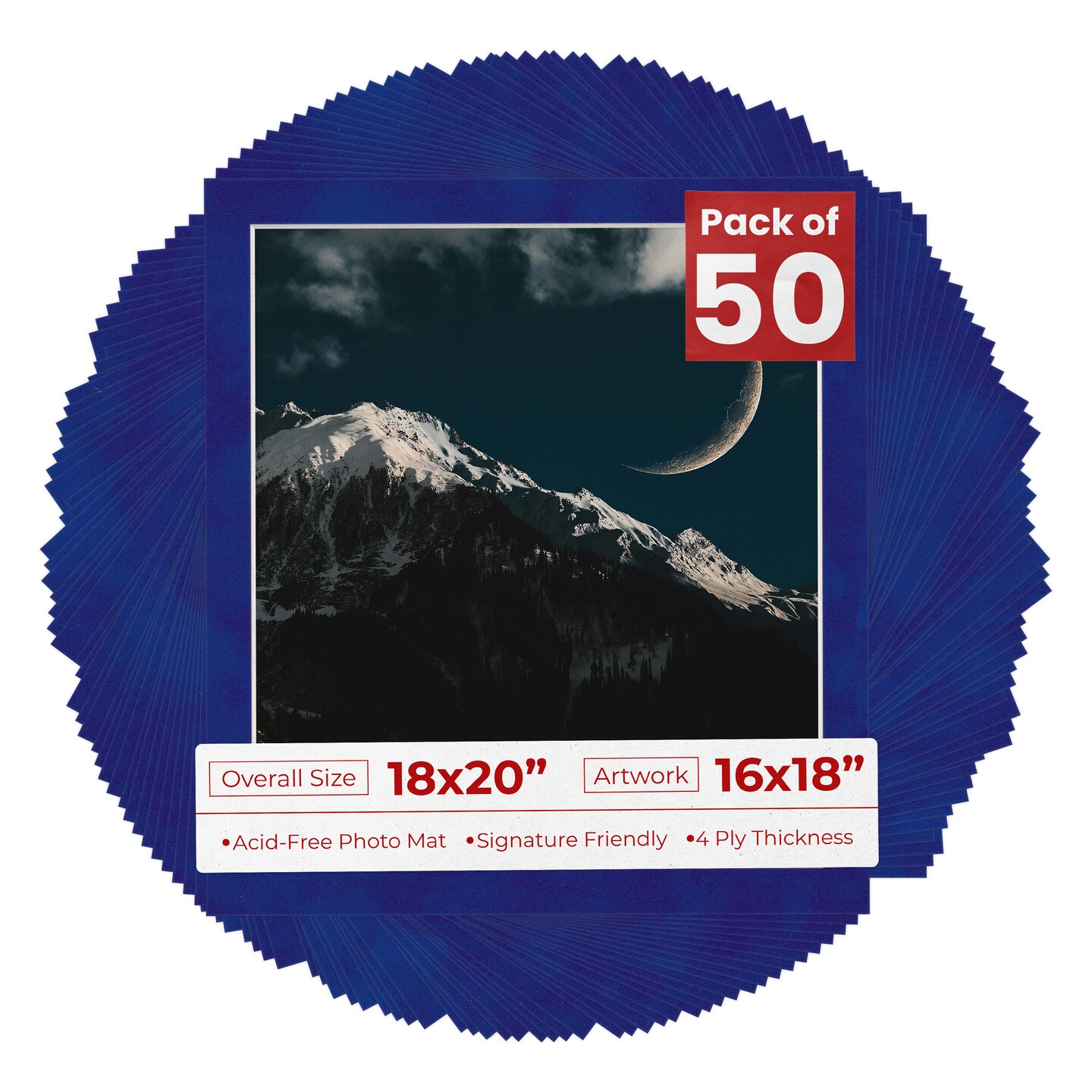 Royal Blue Suede Mat Board for 18x20 Frames - Fits 16x18 Photos, Color ...