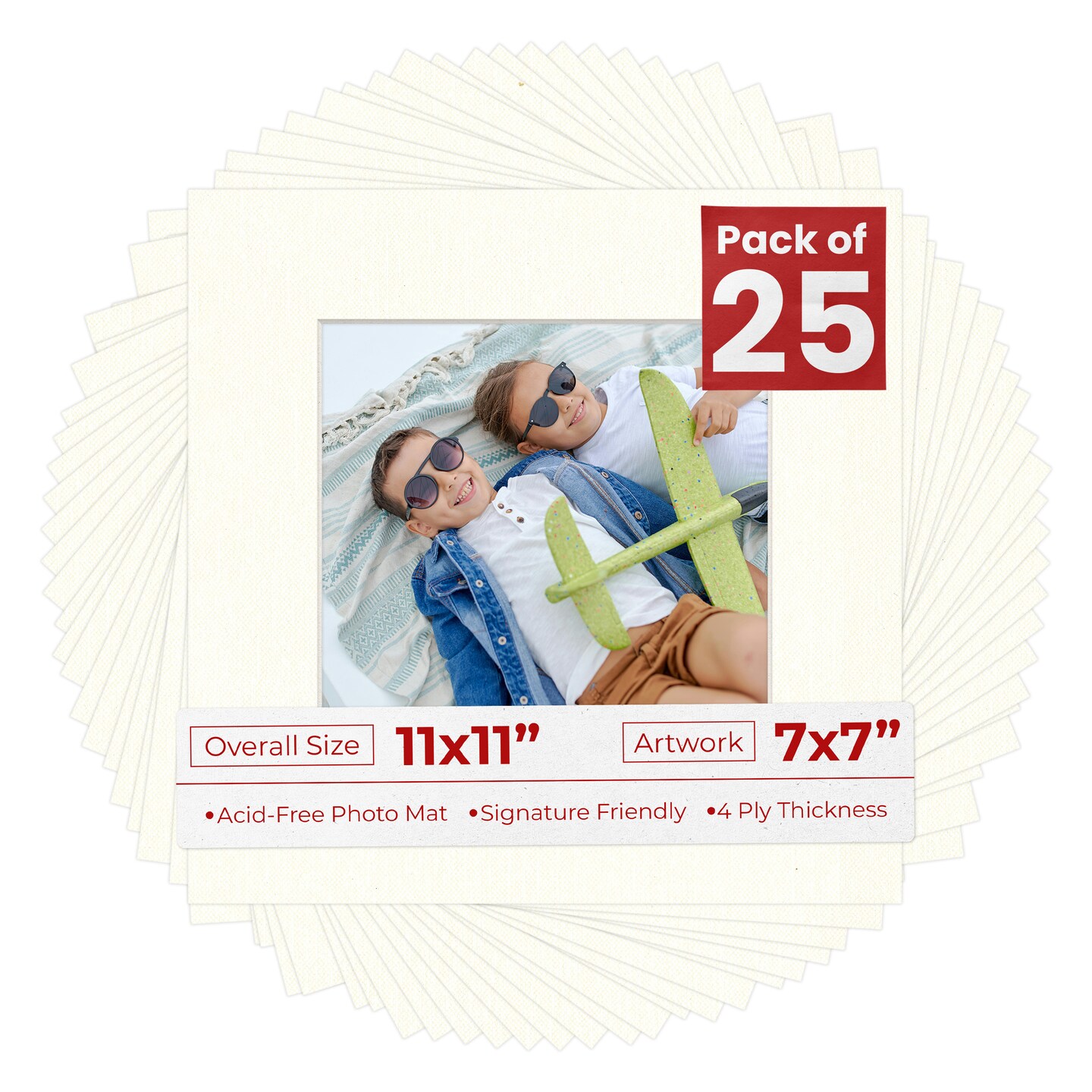 Beige Canvas Mat Board for 11x11 Frames - Fits 7x7 Photos, Color: Brown ...