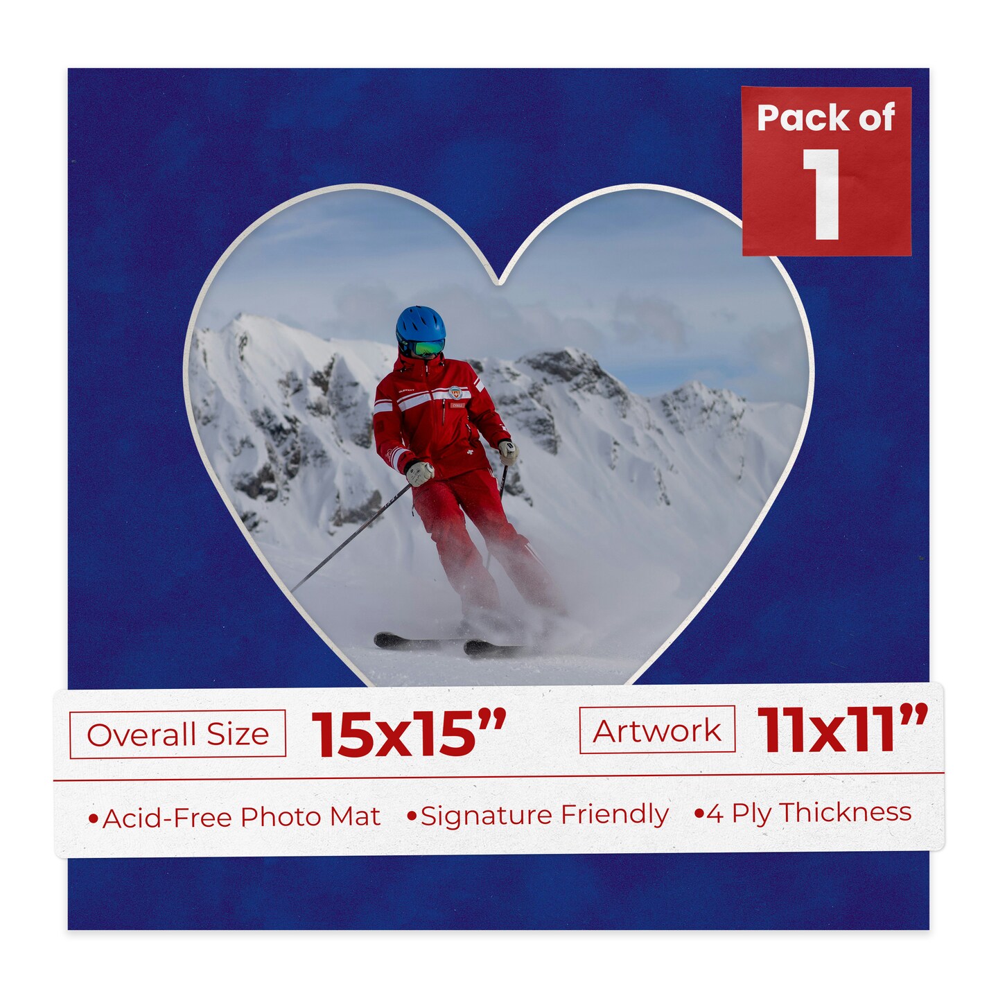 Royal Blue Suede Mat Board for 15x15 Frames - Heart Opening for 11x11 ...