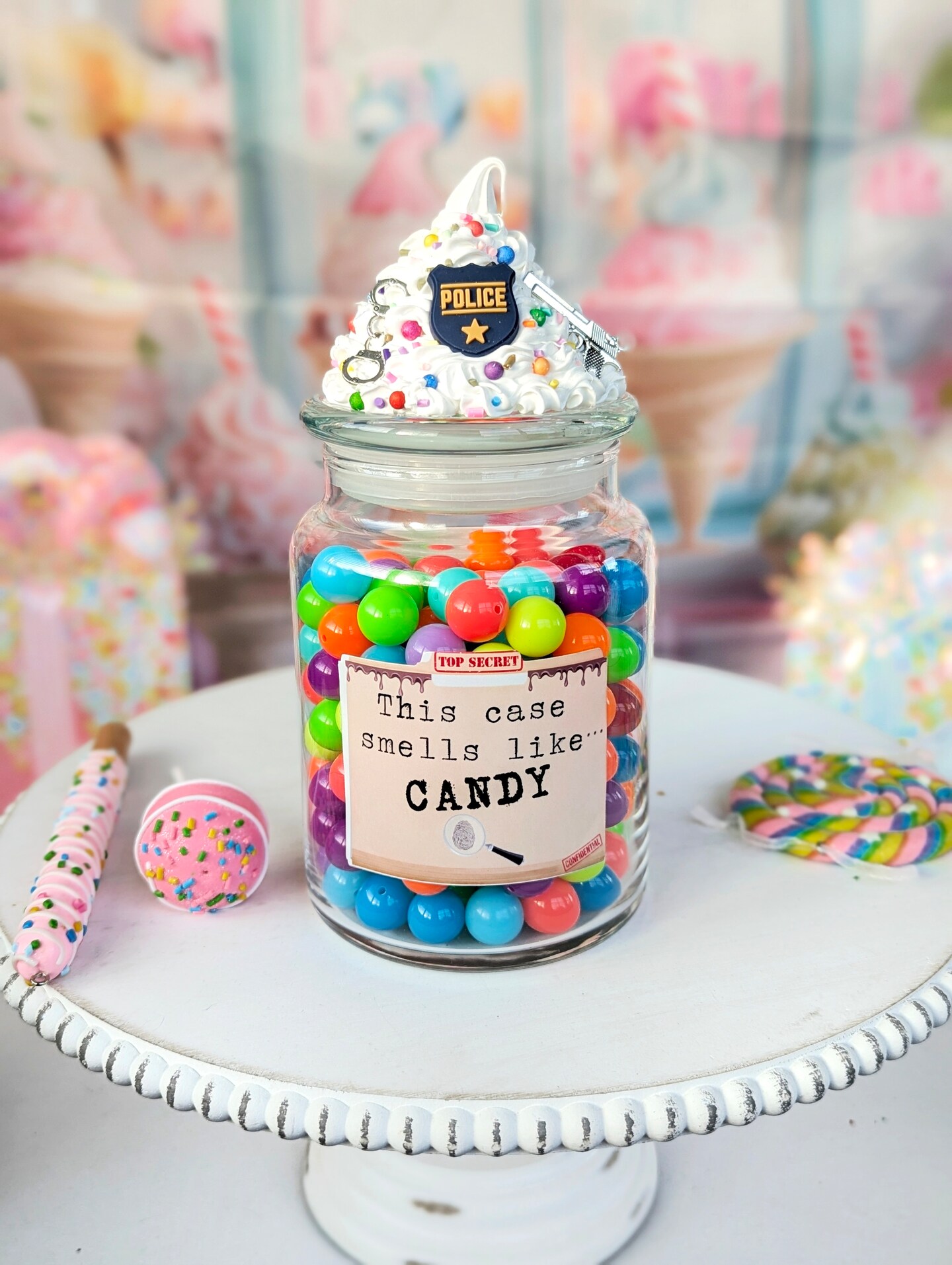 Detective Police Officer Candy Jar with Lid, A Fake Frosting Decoration ...