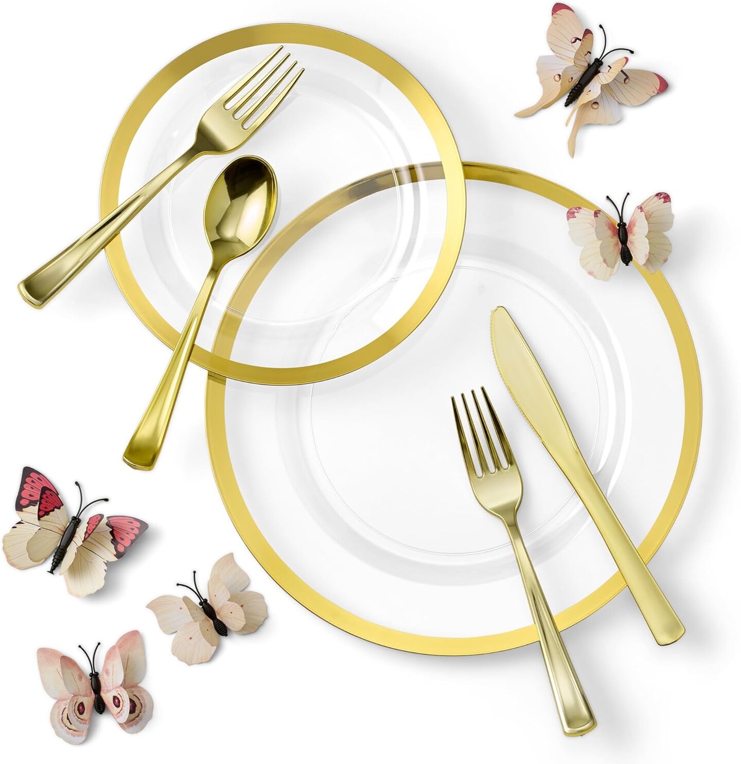150PCS Fancy Disposable Plates & Silverware Set – Serves 25 Guests with ...