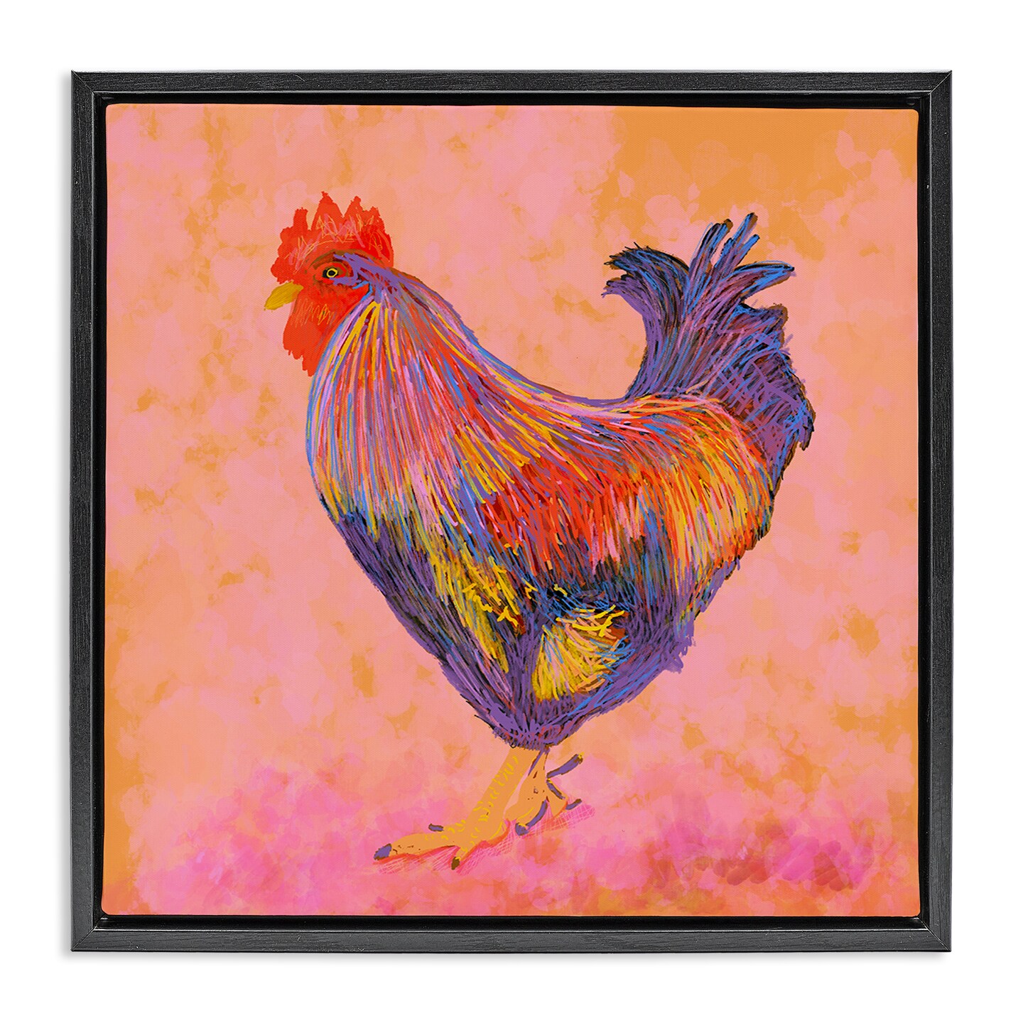 Stupell Industries Vibrant Hued Rooster Floating Frame By Dina Riddle ...