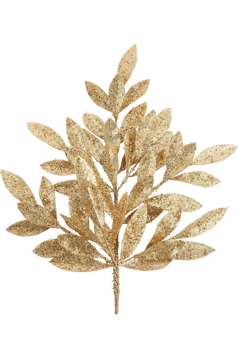 23" Glitter Bay Leaf Spray: Gold | Michaels