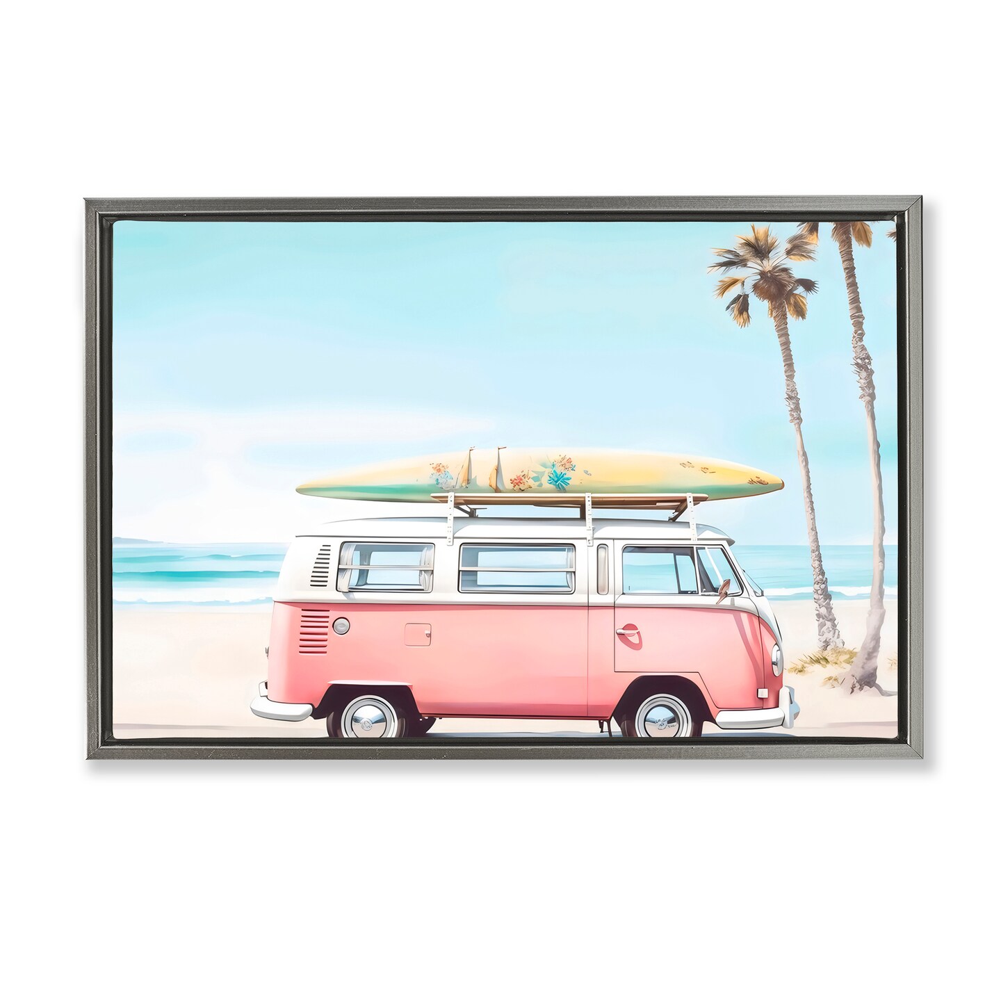 Stupell Industries Pink Bus on Tropical Shores Floating Frame By ...