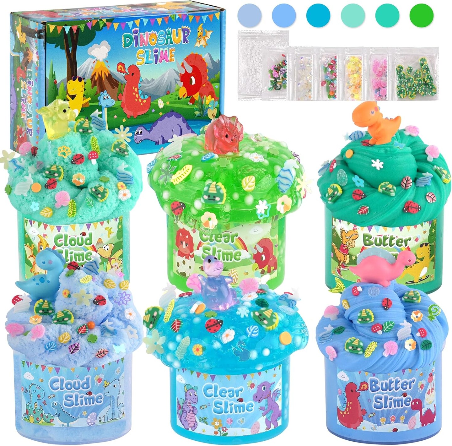 6 Pack Dinosaurs Slime Kit with Glow in The Dark Add-ins | Michaels