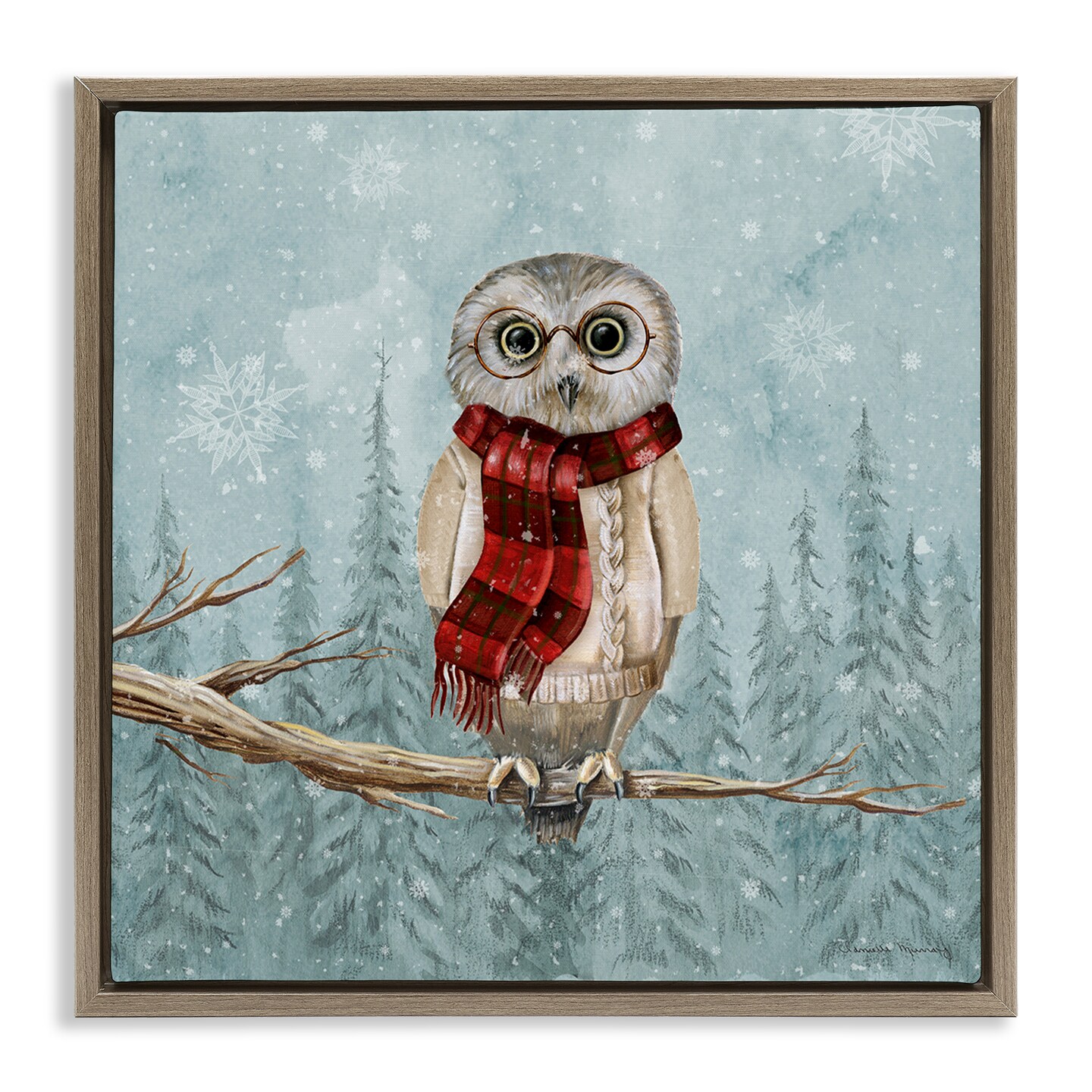 Stupell Industries Winter Woodland Owl Floating Frame By Danielle ...
