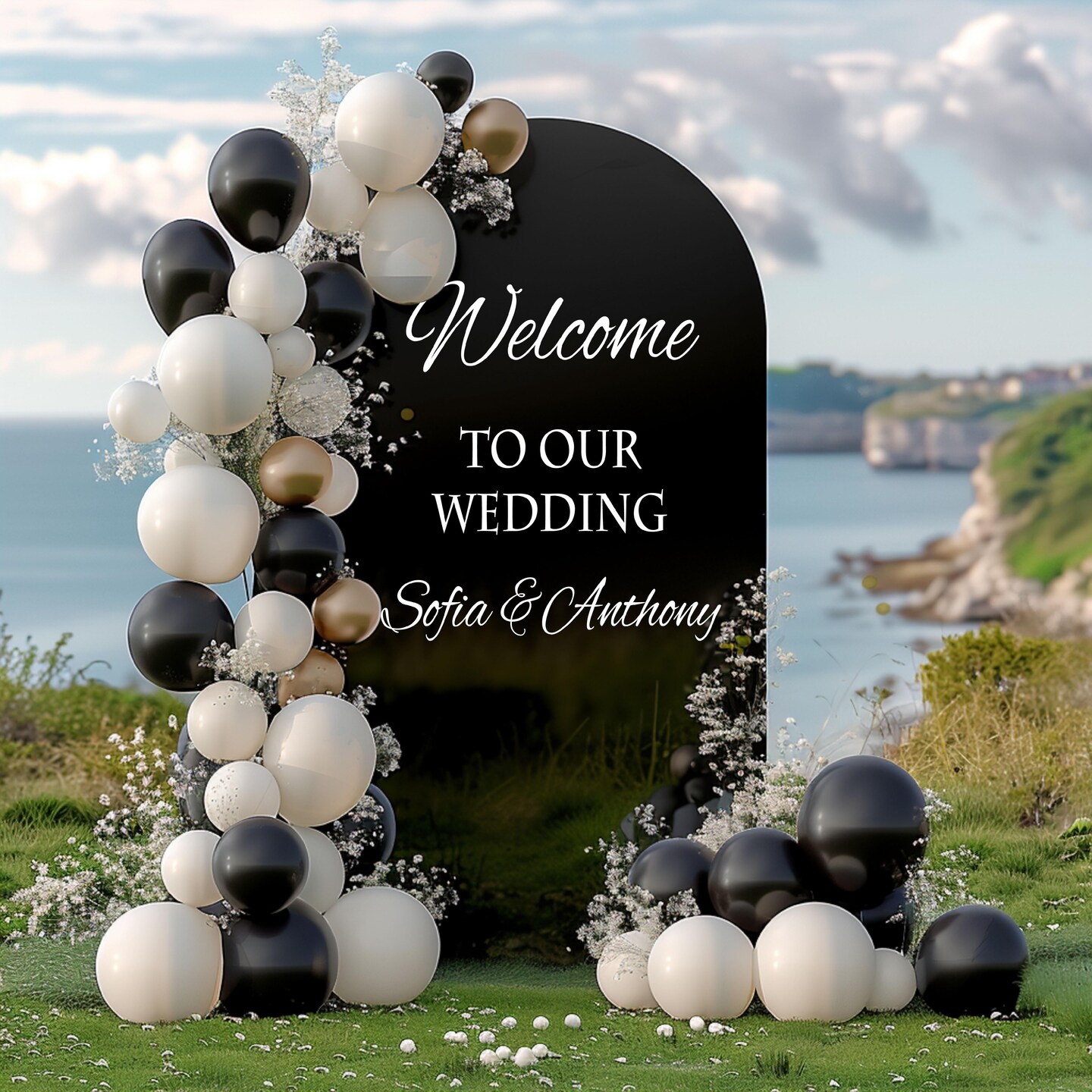 Personalized Wedding Welcome Decal, Custom Vinyl Wall Sticker with Names, Elegant Script and ...