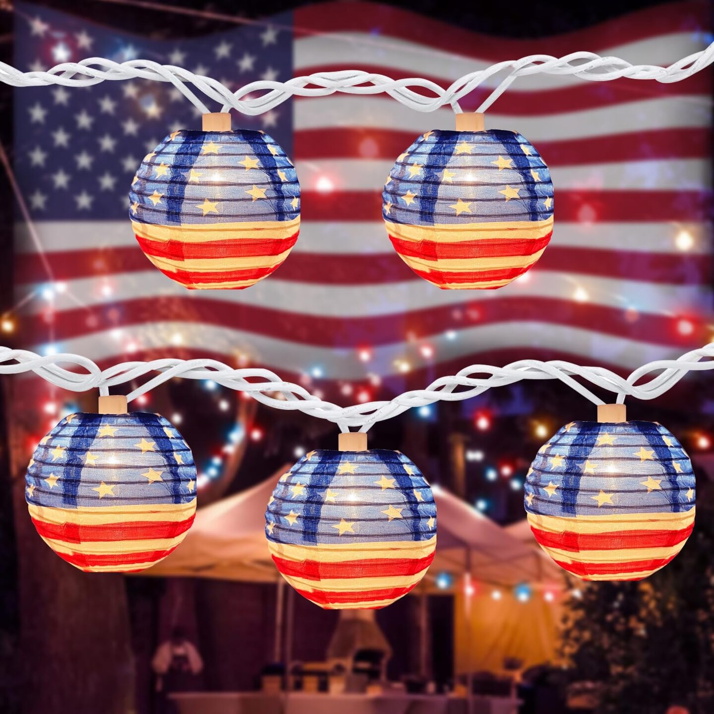 8.5Ft American Flag Lanterns String Lights Outdoor | Michaels