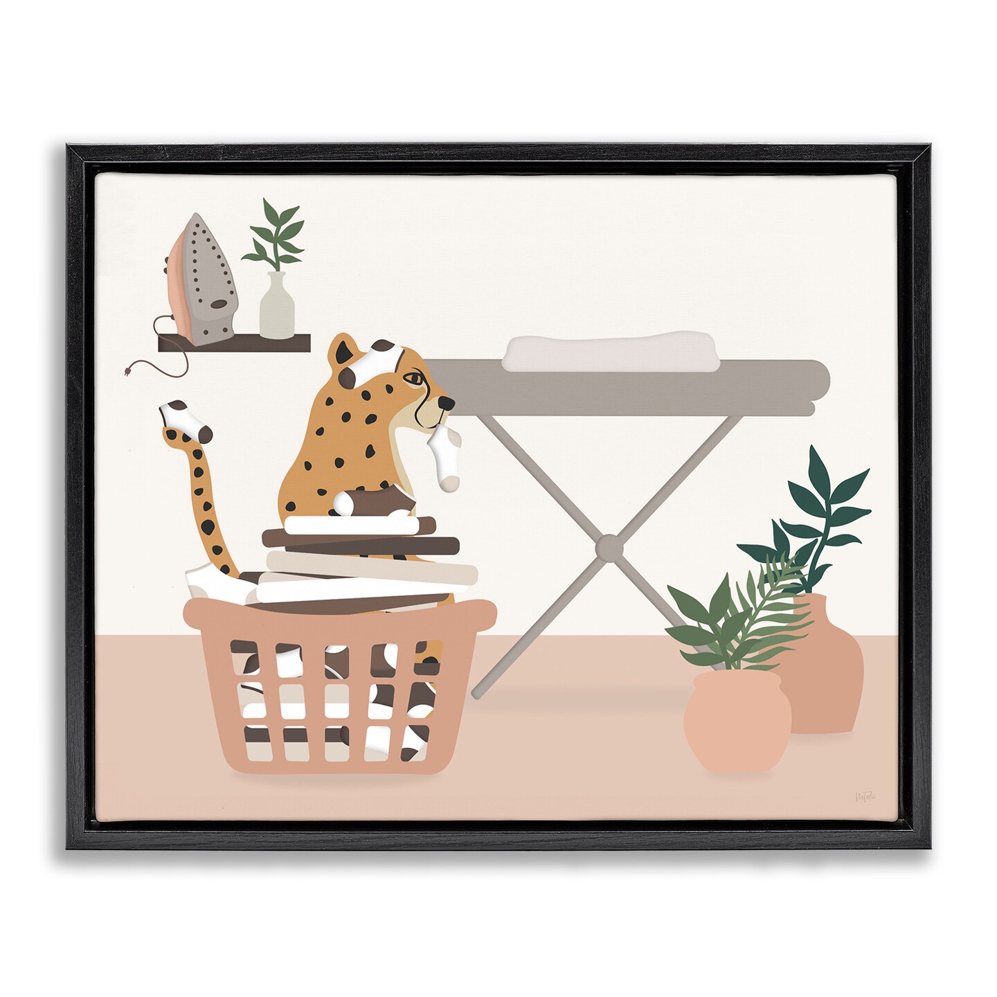 Stupell Industries Leopard in Laundry Basket Floating Frame By Natalie ...