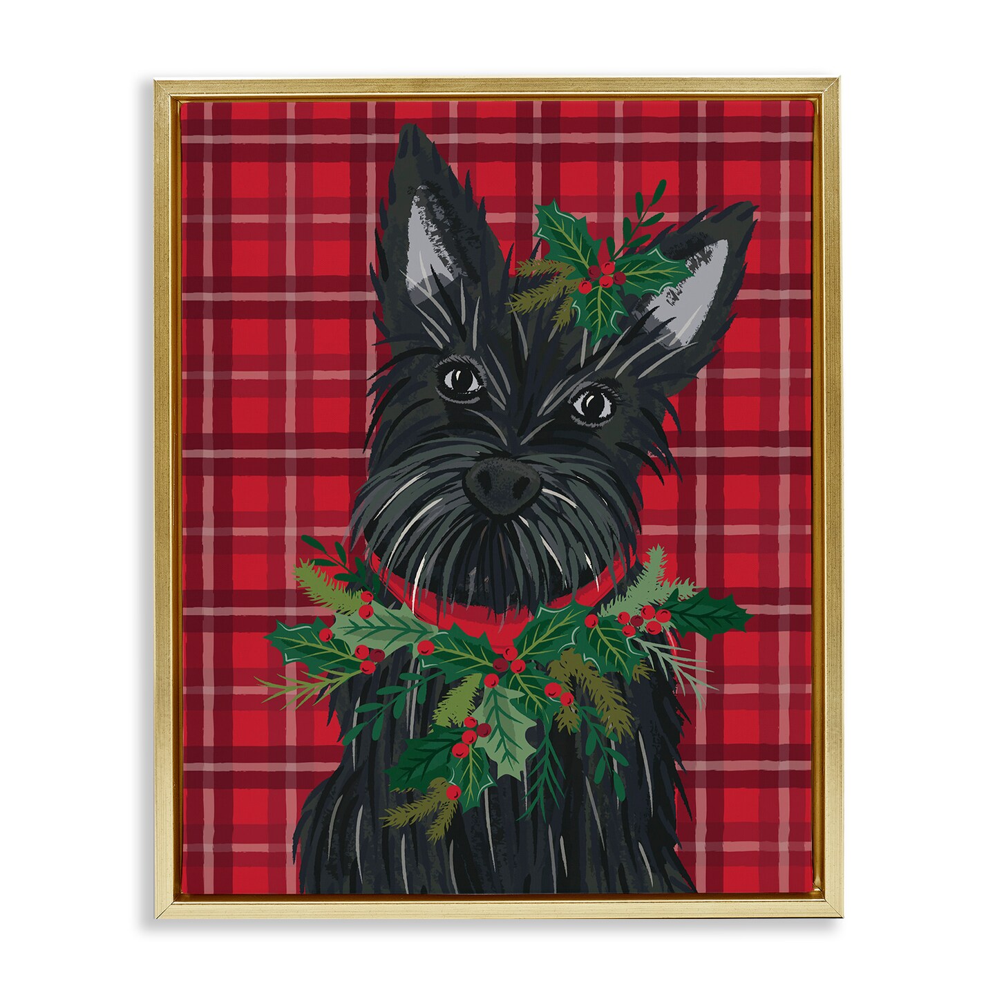 Stupell Industries Scottie Dog on Red Plaid Floating Frame By Lisa ...