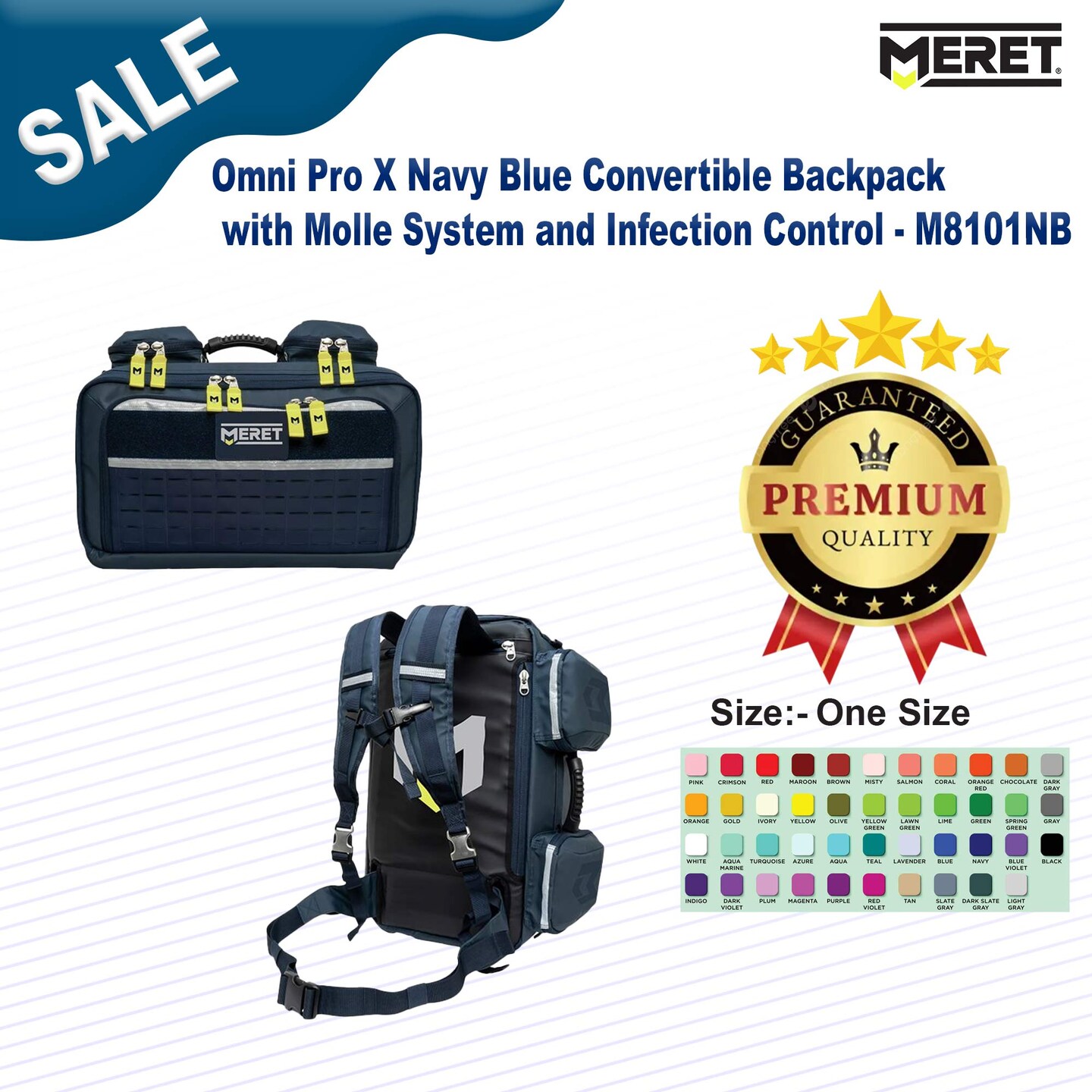 MERET® Omni Pro X Navy Blue Convertible Backpack with Molle System and ...