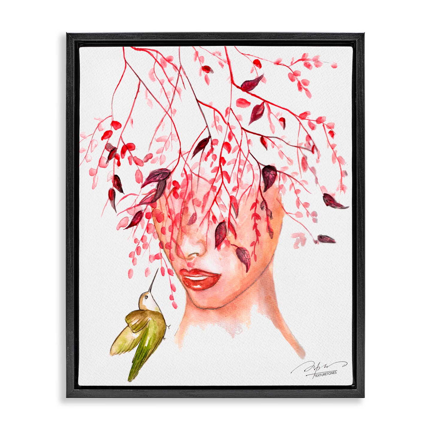 Stupell Industries Leaves Over Face Portrait Floating Frame By ...