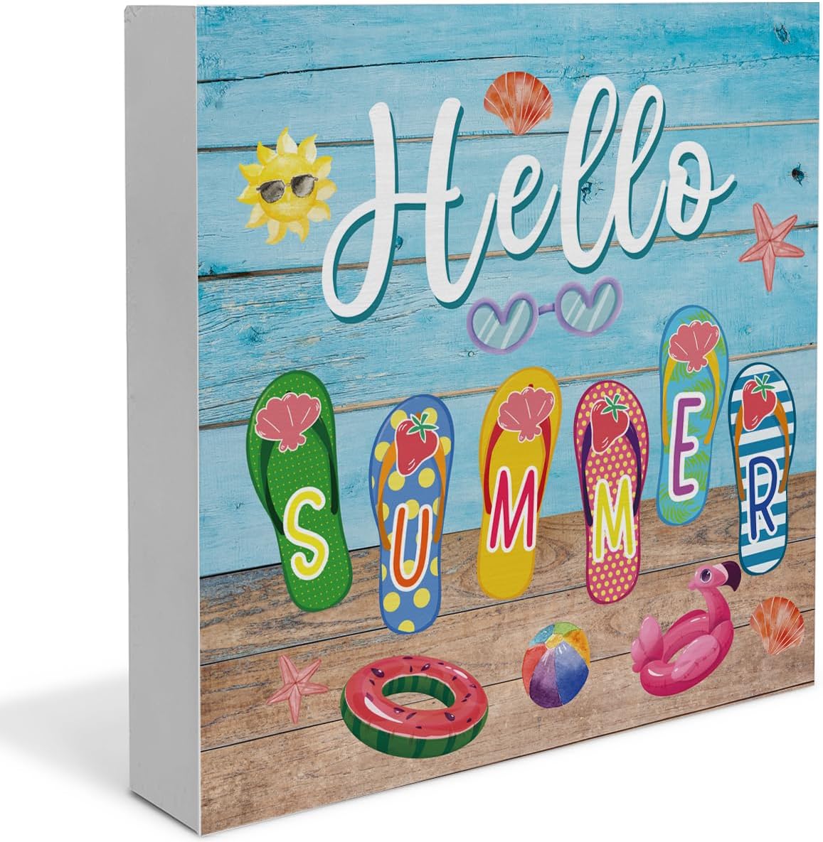 Summer Decor Hello Summer Decorations Flip Flop Wooden Sign | Michaels