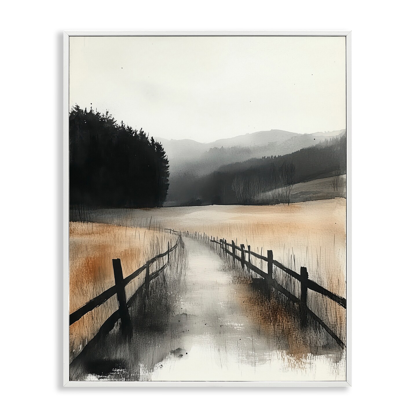 Stupell Industries Sepia Countryside Path Framed Giclee By Annabelle ...