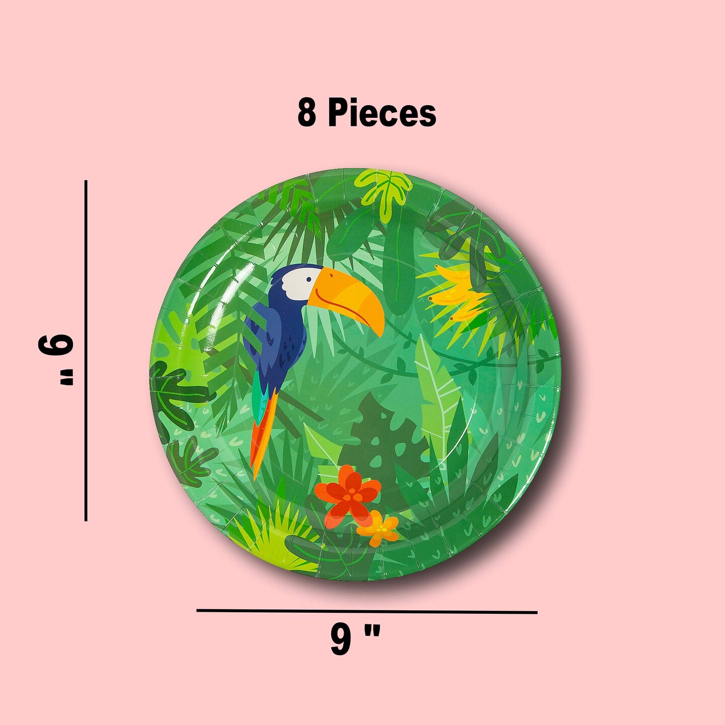 8 Count Toucan Jungle Paper Plates 9 Inch Tropical Luau Party Supplies ...